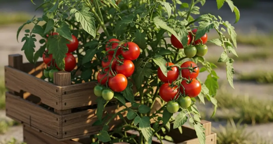 Tomato Success in Rustic Crate Garden Boxes - Home Garden Tips