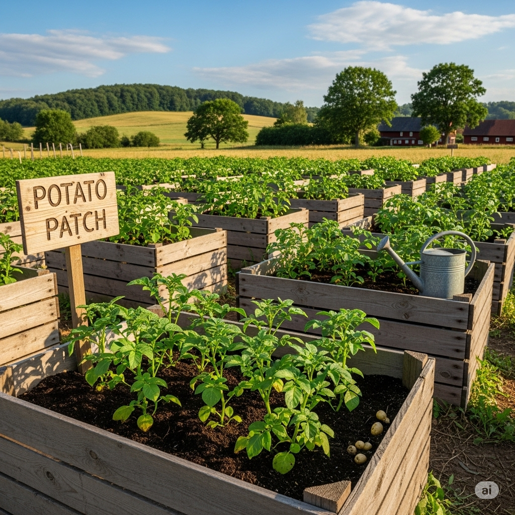 Urban Spud Farming with Balcony Crate Beds - Home Garden Tips