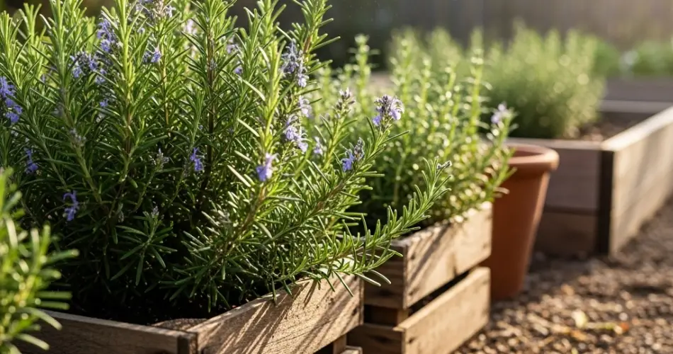 Diy Rustic Rosemary Beds Using Wooden Crates Home Garden Tips