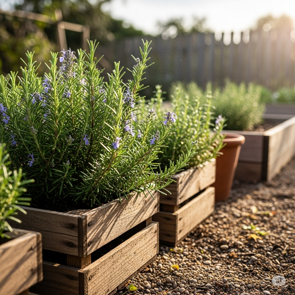 Diy Rustic Rosemary Beds Using Wooden Crates Home Garden Tips