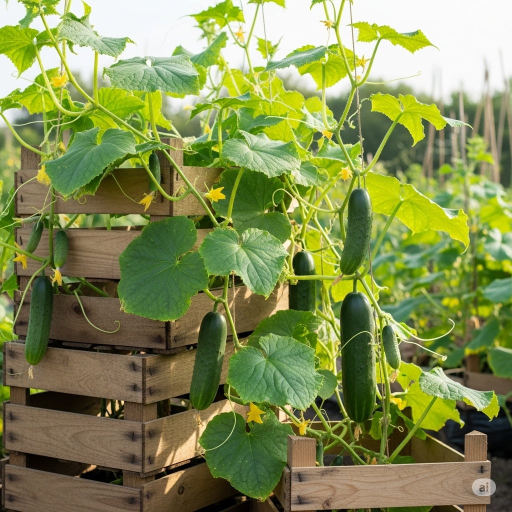 Build a Cucumber Crate Garden with Vertical Support - Home Garden Tips