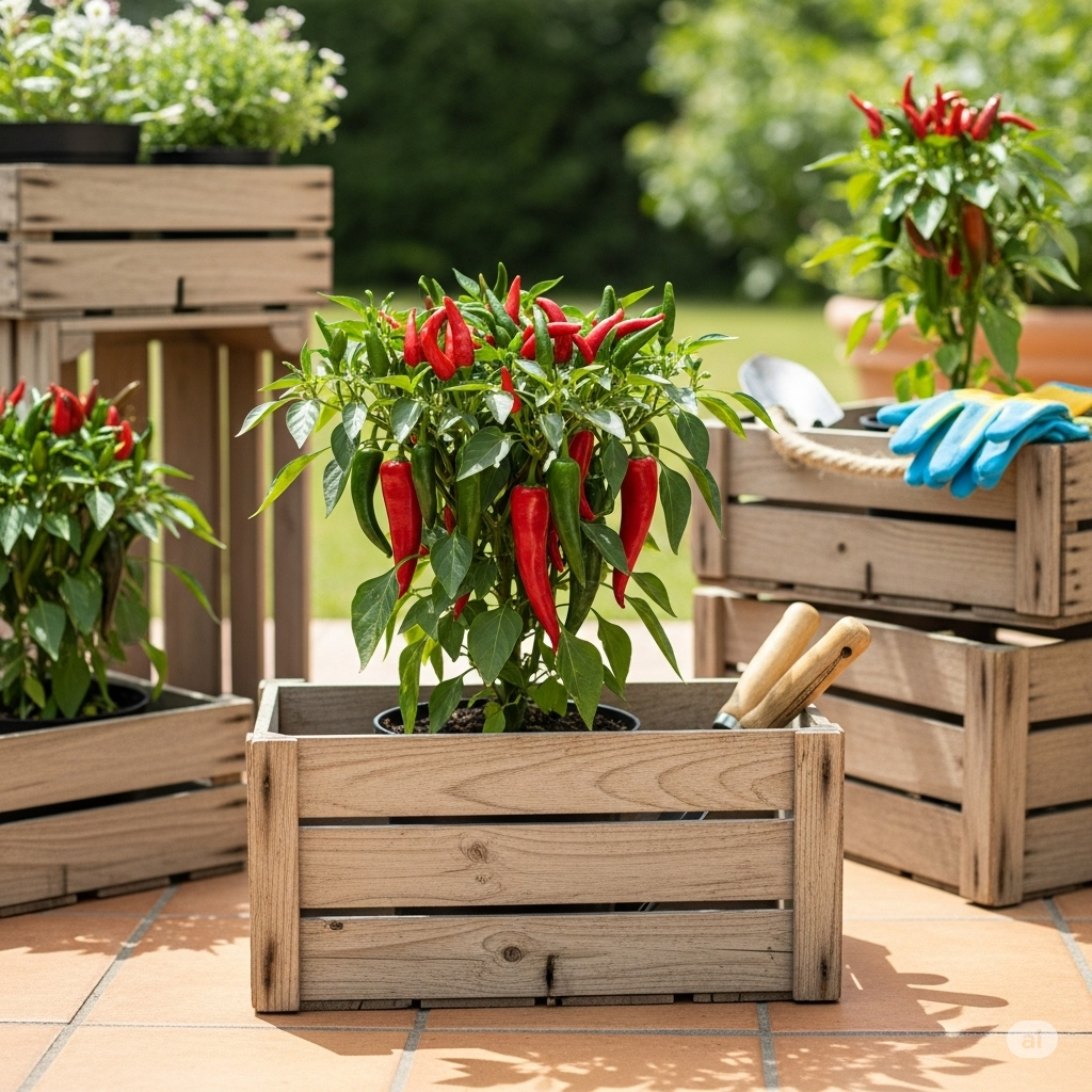 Grow Hot Peppers in Rustic Crates in Your Yard - Home Garden Tips