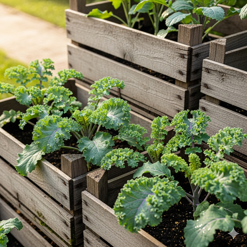 Fresh Nutrition: Kale from Wooden Planters - Home Garden Tips