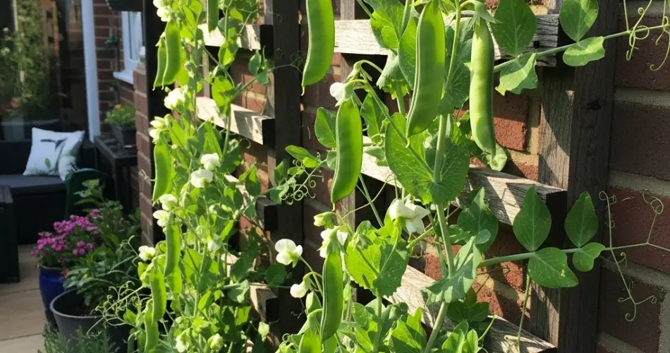 Indoor Pea Growing with Wall Lattice Supports - Home Garden Tips