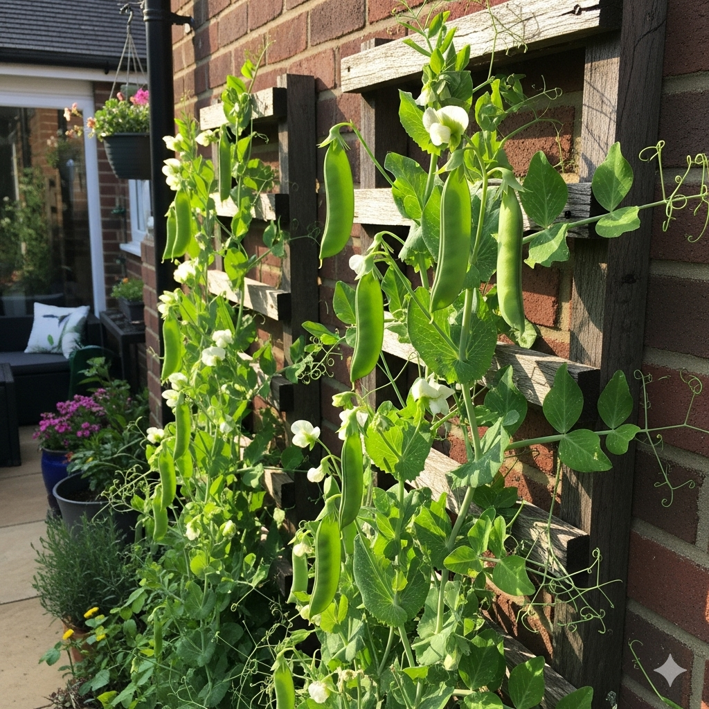 Indoor Pea Growing with Wall Lattice Supports - Home Garden Tips