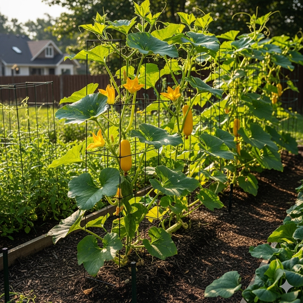 Metal Trellis Systems for Larger Squash Types - Home Garden Tips