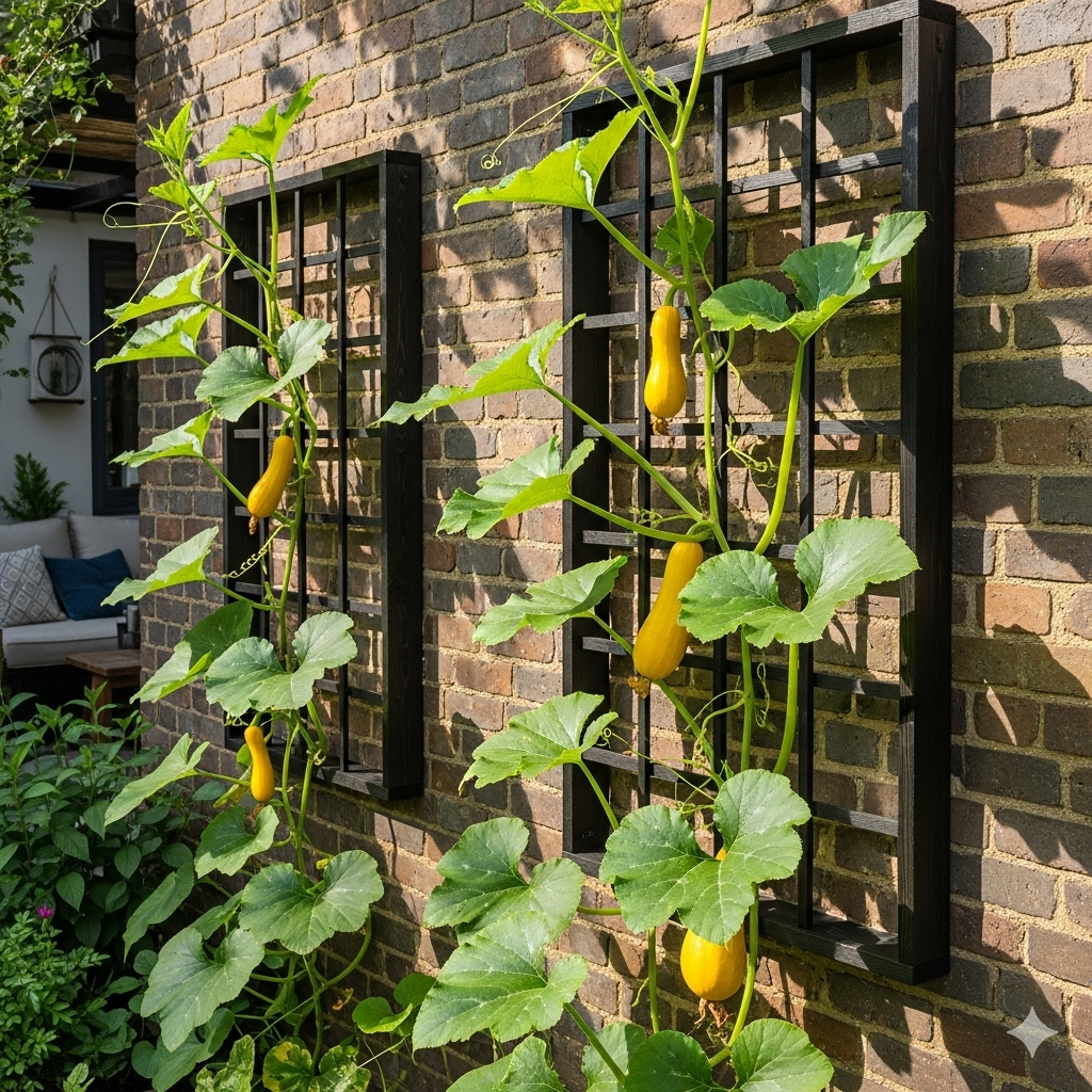 Vertical Squash Gardening with Wall Trellis Panels - Home Garden Tips
