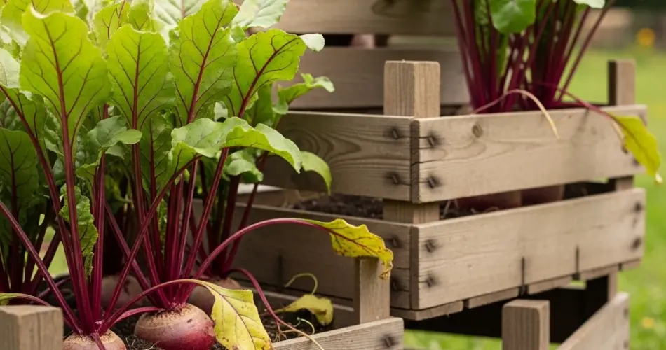 Fresh and Nutritious Beetroots in Wooden Containers - Home Garden Tips