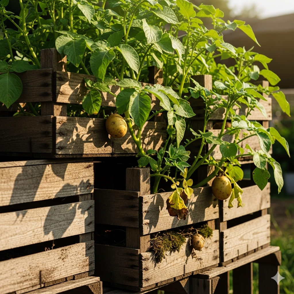 Fresh and Healthy Potatoes from Wooden Containers - Home Garden Tips