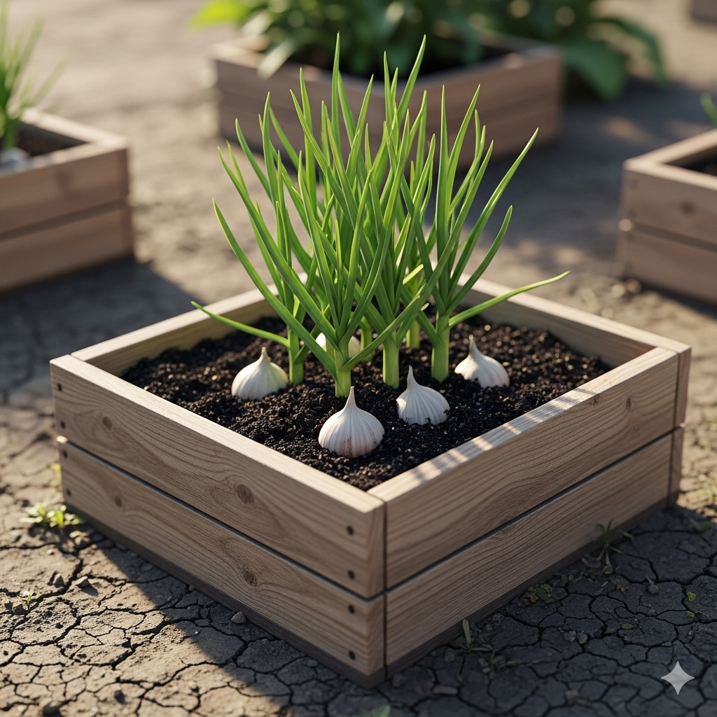Compact Garlic Harvests from Wooden Boxes - Home Garden Tips