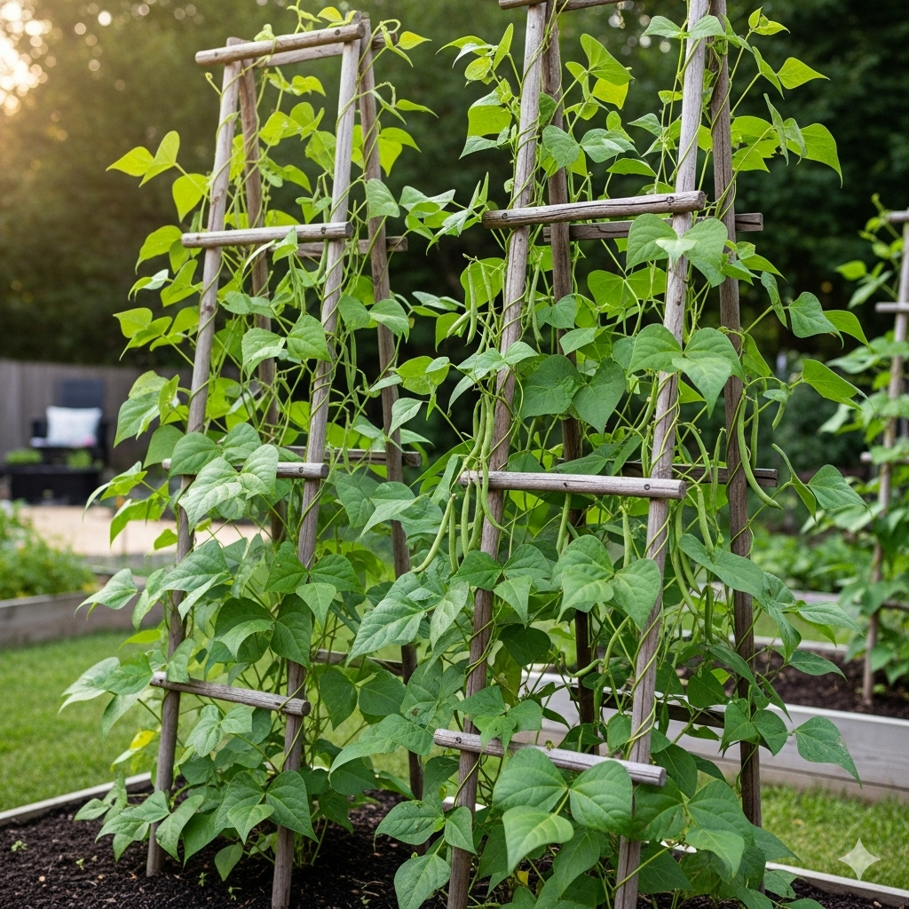 Wooden Trellis Frames for Pole Beans - Home Garden Tips