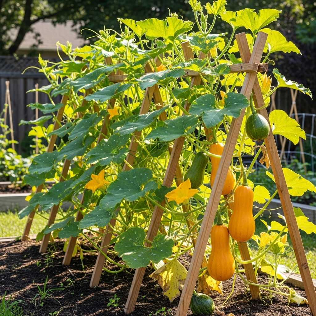 Wooden Trellises That Support Climbing Squash - Home Garden Tips
