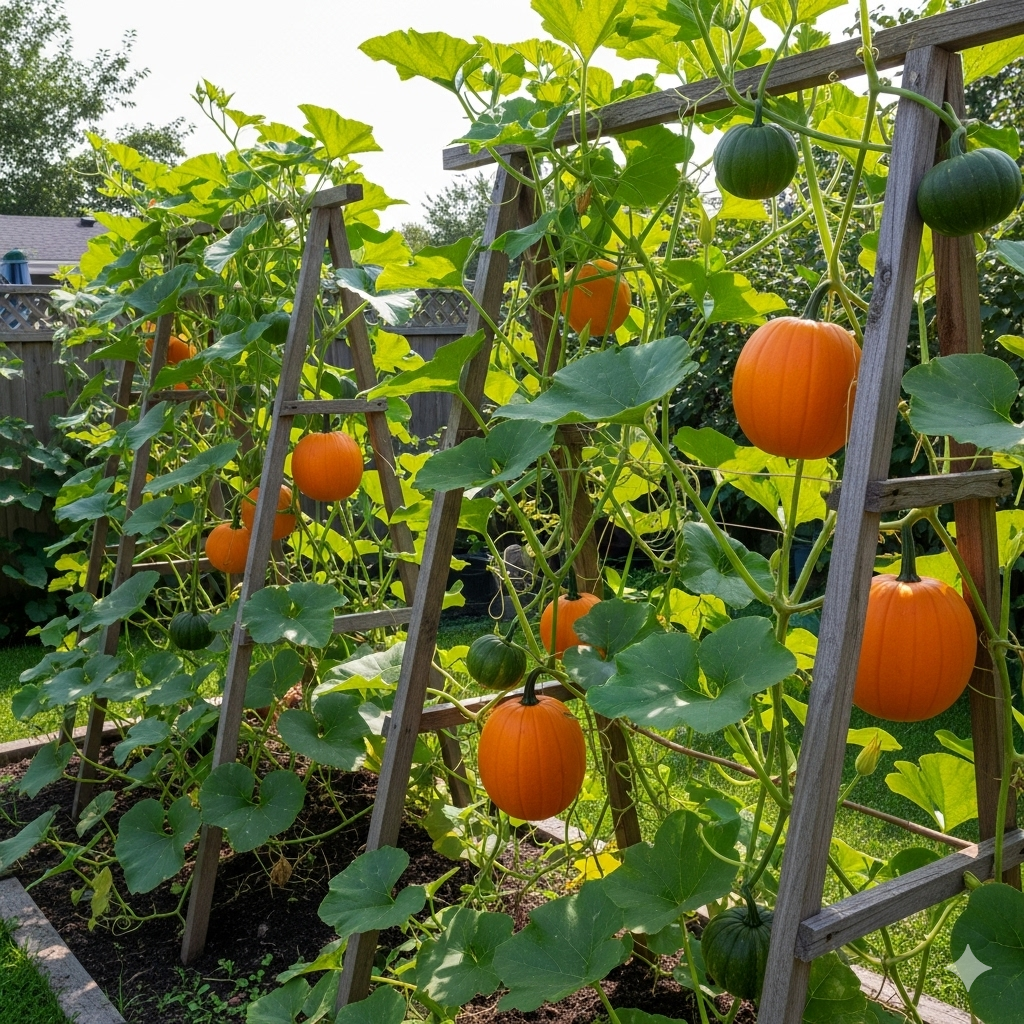 Wooden Trellises That Support Climbing Pumpkins - Home Garden Tips