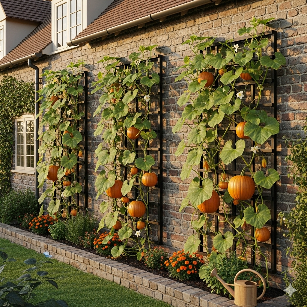 Wall-Mounted Trellises for Small Garden Pumpkins - Home Garden Tips