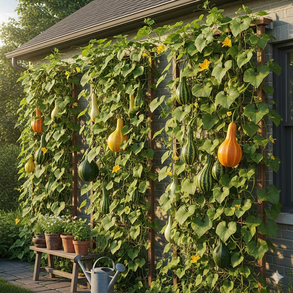 Wall-Mounted Trellises for Small-Space Gourds - Home Garden Tips