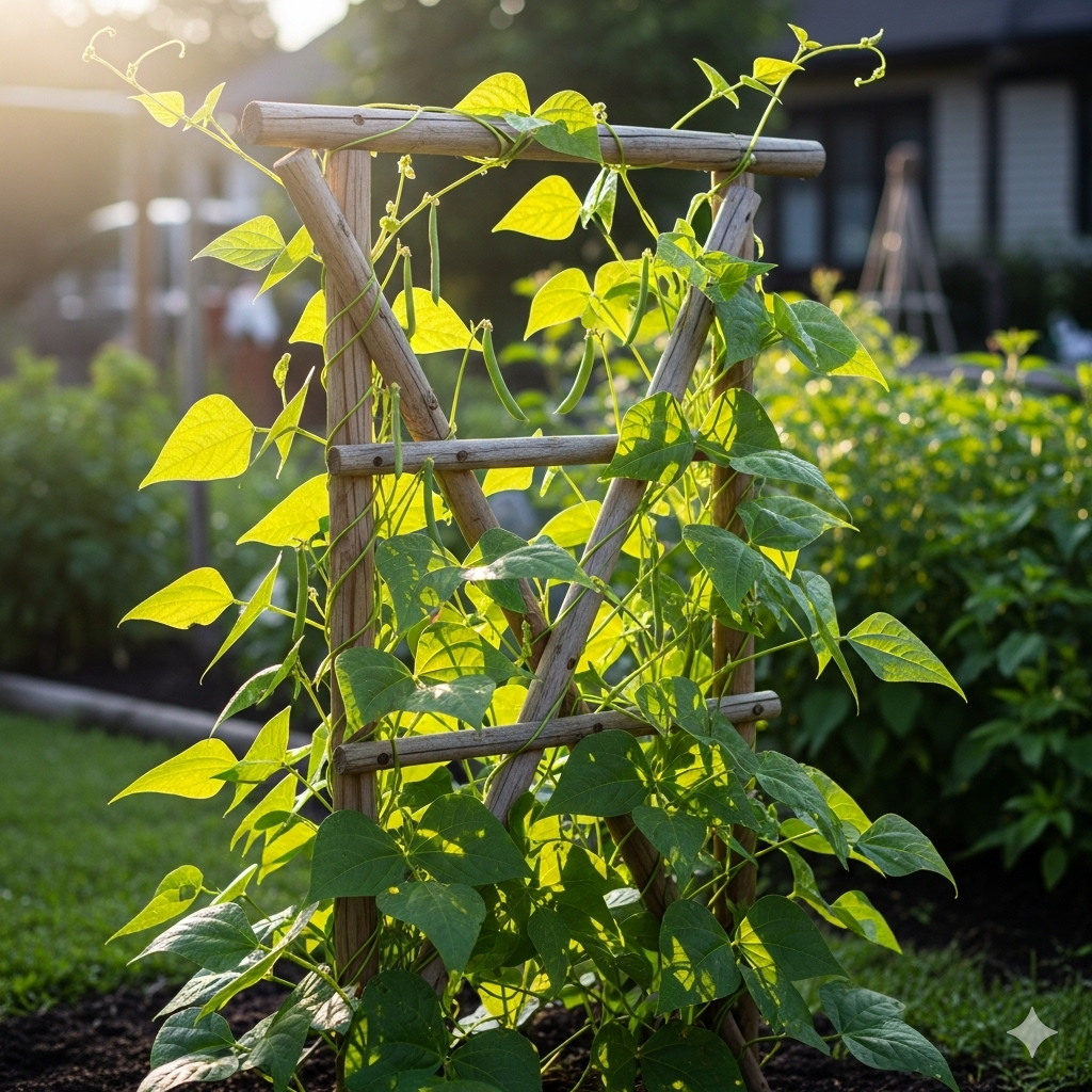 Rustic Wooden Bean Ladders for Vertical Gardens - Home Garden Tips