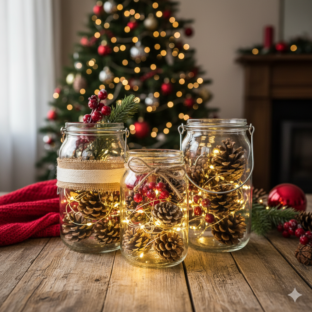 DIY Nativity Scene Using Recycled Jars, Light Bulbs, and Pinecones ...