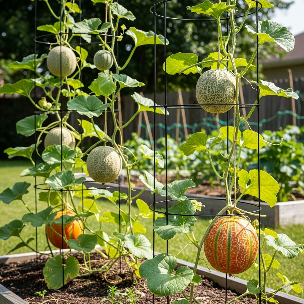 Strong Metal Arches for Climbing Melon Plants - Home Garden Tips