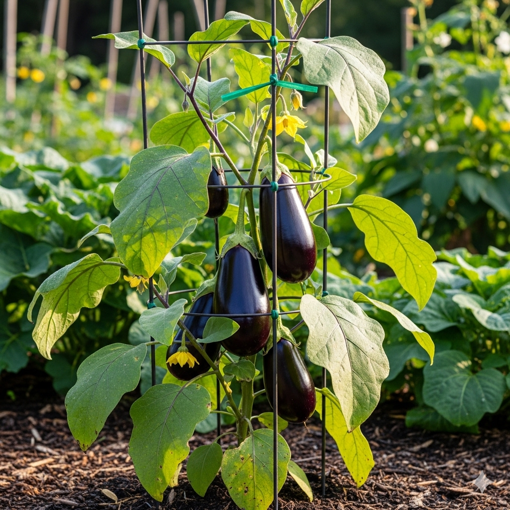 Sturdy Metal Cages for Upright Eggplant Growing - Home Garden Tips