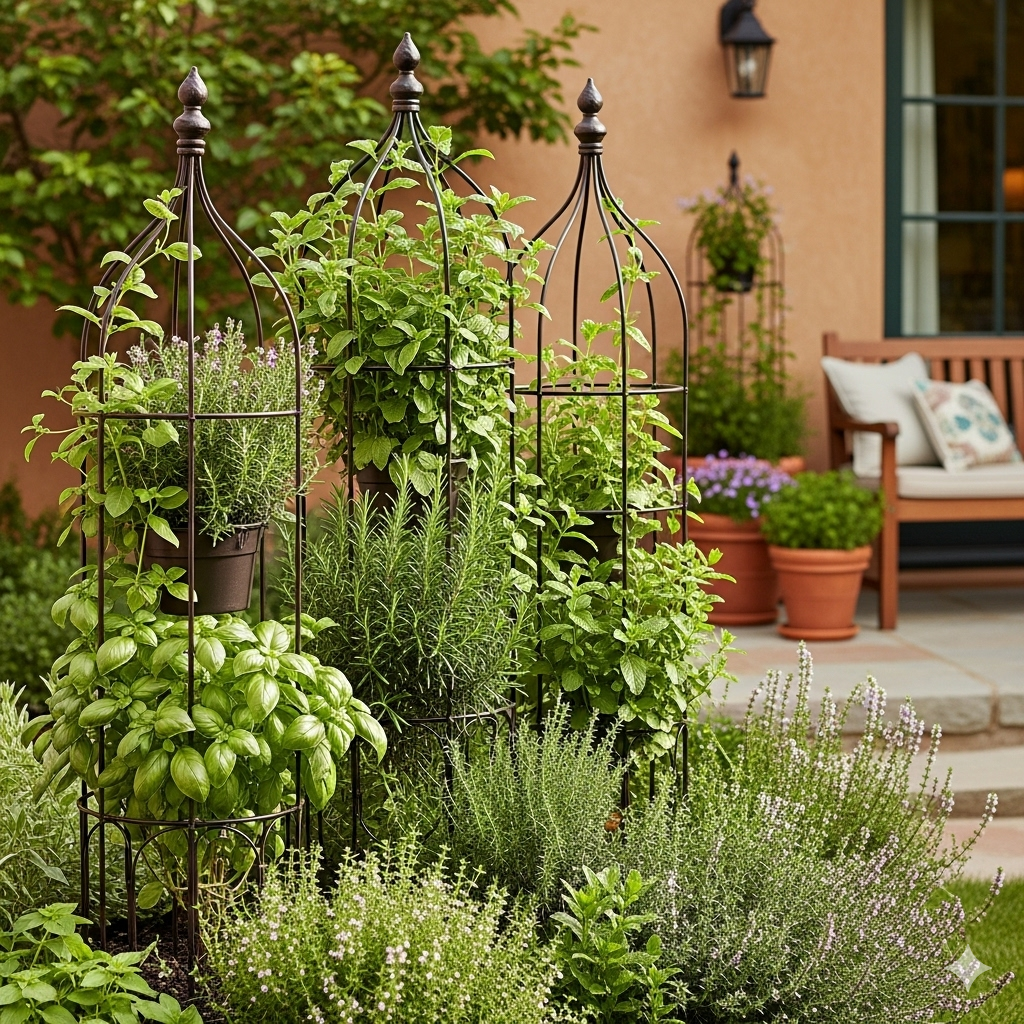 Decorative Metal Trellises for Climbing Herbs - Home Garden Tips