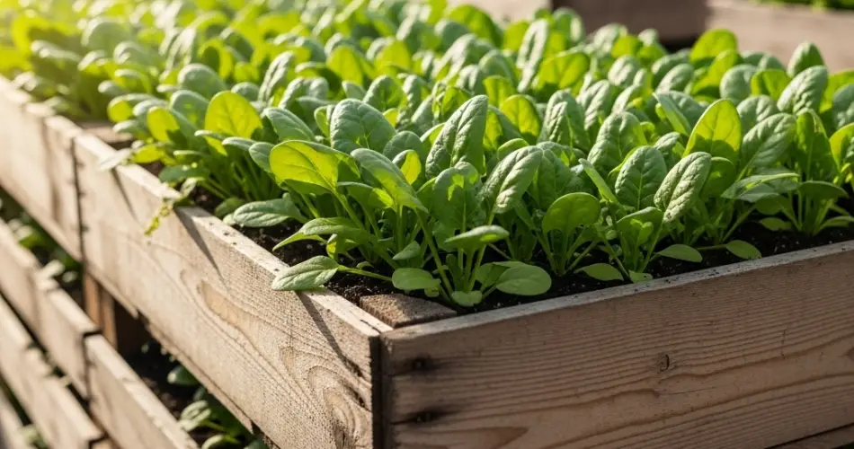 Spinach in Wooden Boxes: Small-Space Nutrition - Home Garden Tips