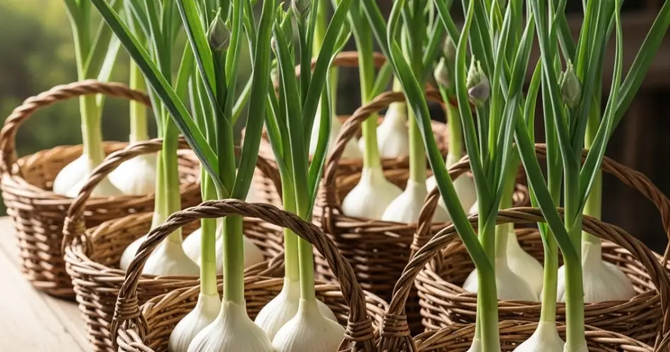Garlic Harvest Year-Round from Woven Baskets - Home Garden Tips