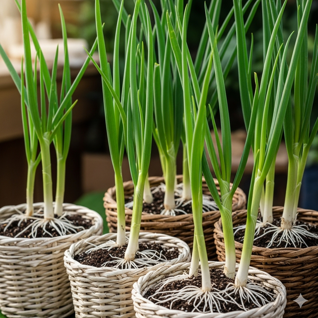 Easy Care for Basket-Grown Scallions - Home Garden Tips