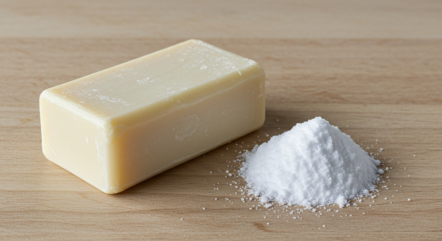 Take a bar of soap and 1 tablespoon of baking soda: you will see ...