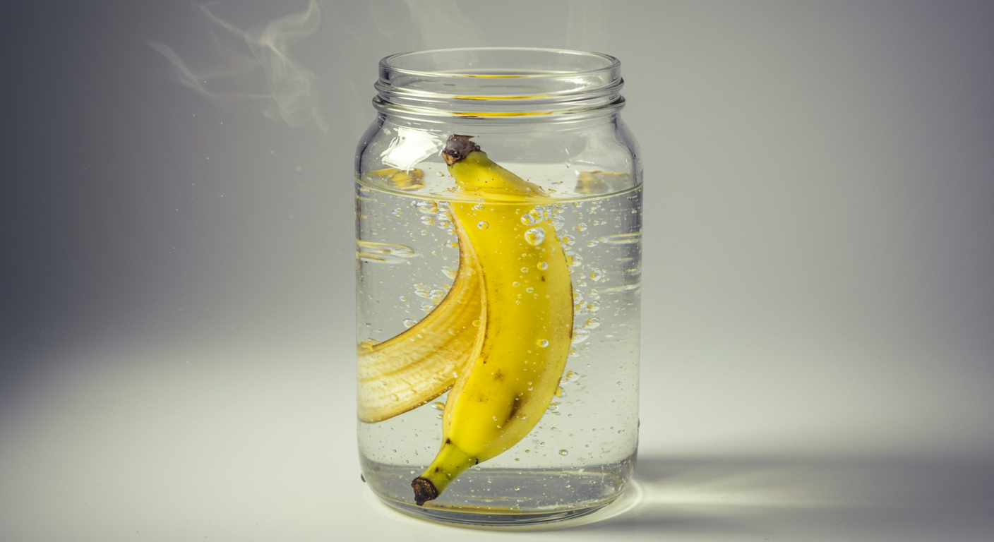 Place a banana peel in a jar of boiling water for 1 hour: what happens ...