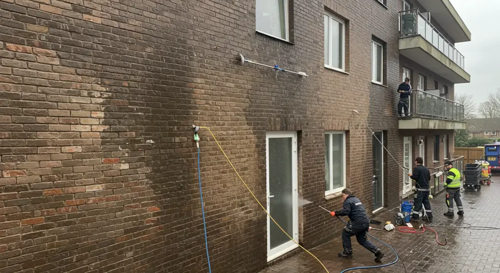 Very dirty exterior cladding bricks: clean everything with this product ...