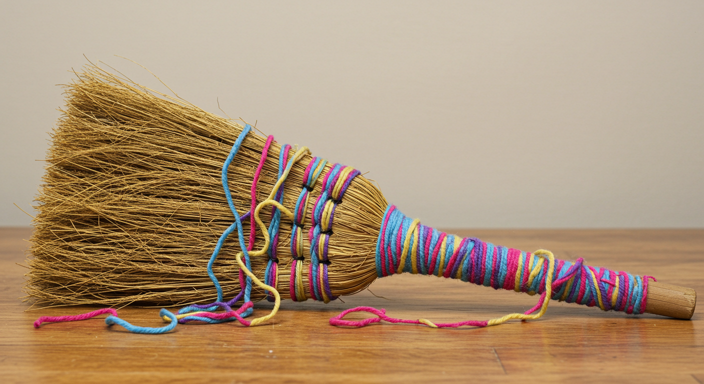 Take an old broom and some yarn: create something never seen before ...