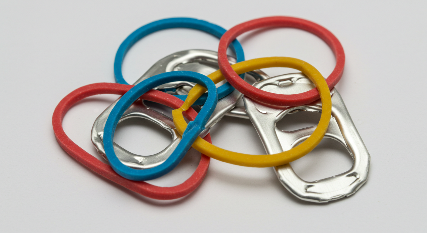 All you need are 3 can tabs and 3 rubber bands to create something ...