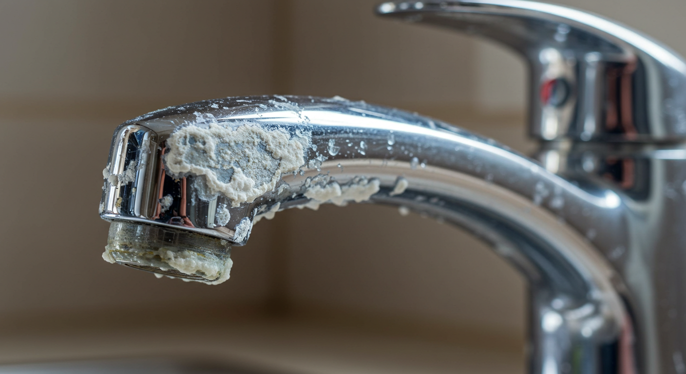 Stubborn limescale on taps, solved with the knotted rag method - Home ...